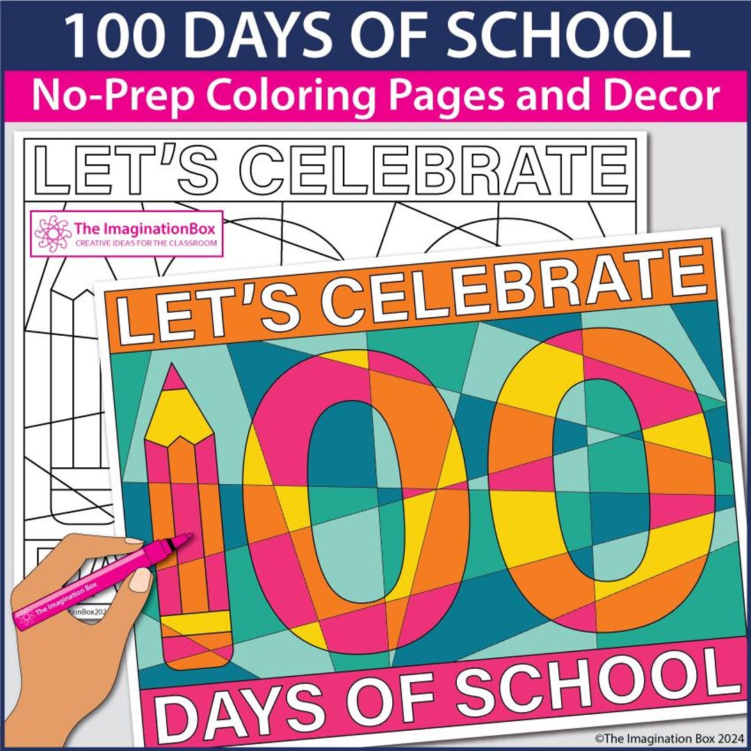 100 Days of School Coloring Pages, 100th Day of School Art Activity ...