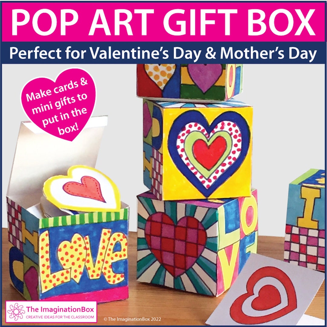 Valentines Day Printable Gift Box Activity, Pop Art Coloring Pages, and ...