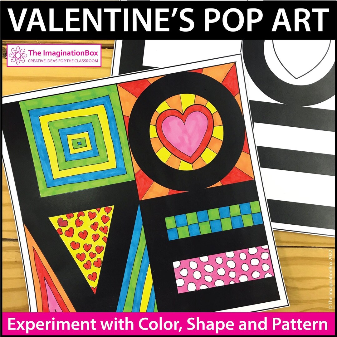 Valentine's Day Pop Art Coloring Pages: Card Making Printables (digital ...