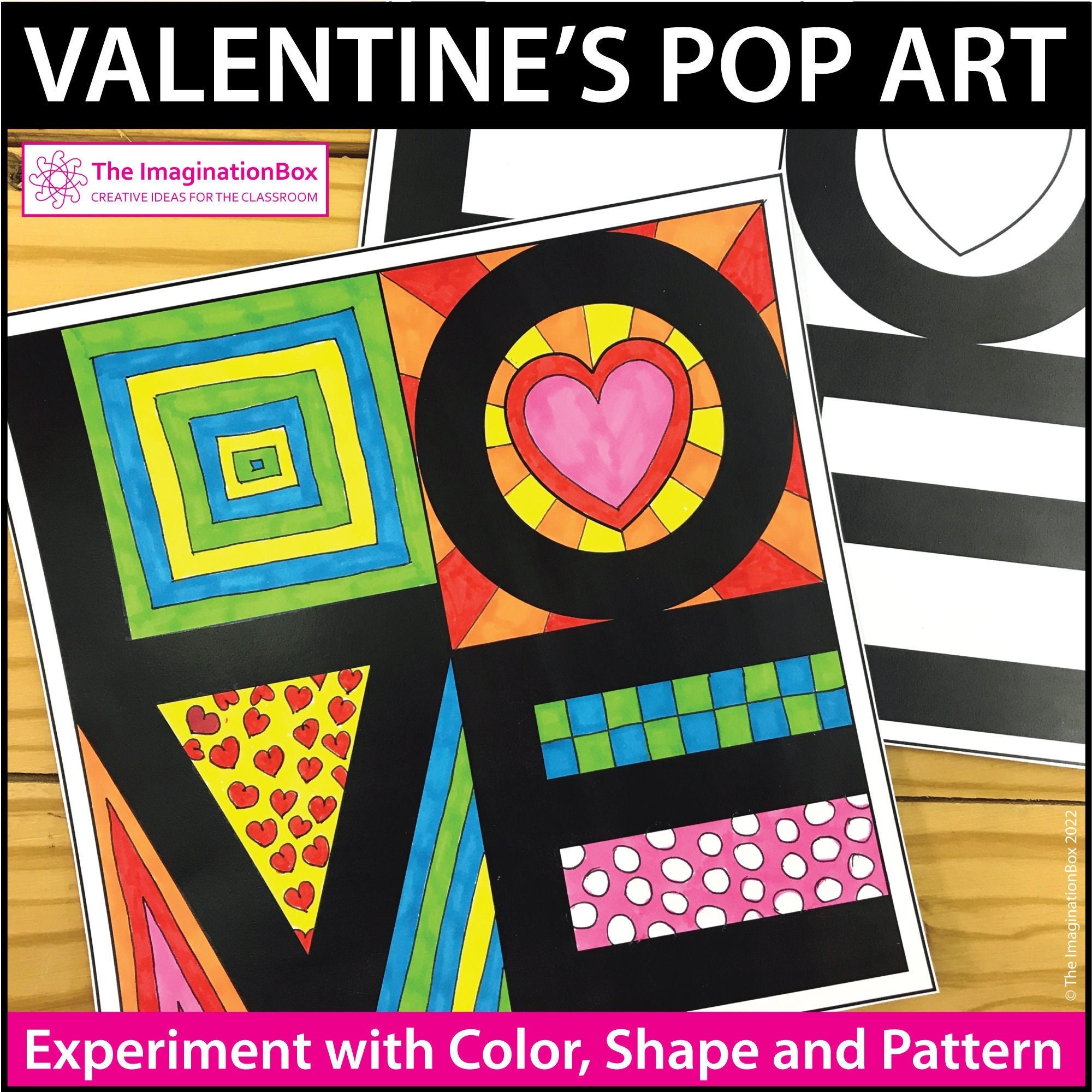 Valentine's Day Pop Art Coloring Pages: Card Making Printables (digital ...
