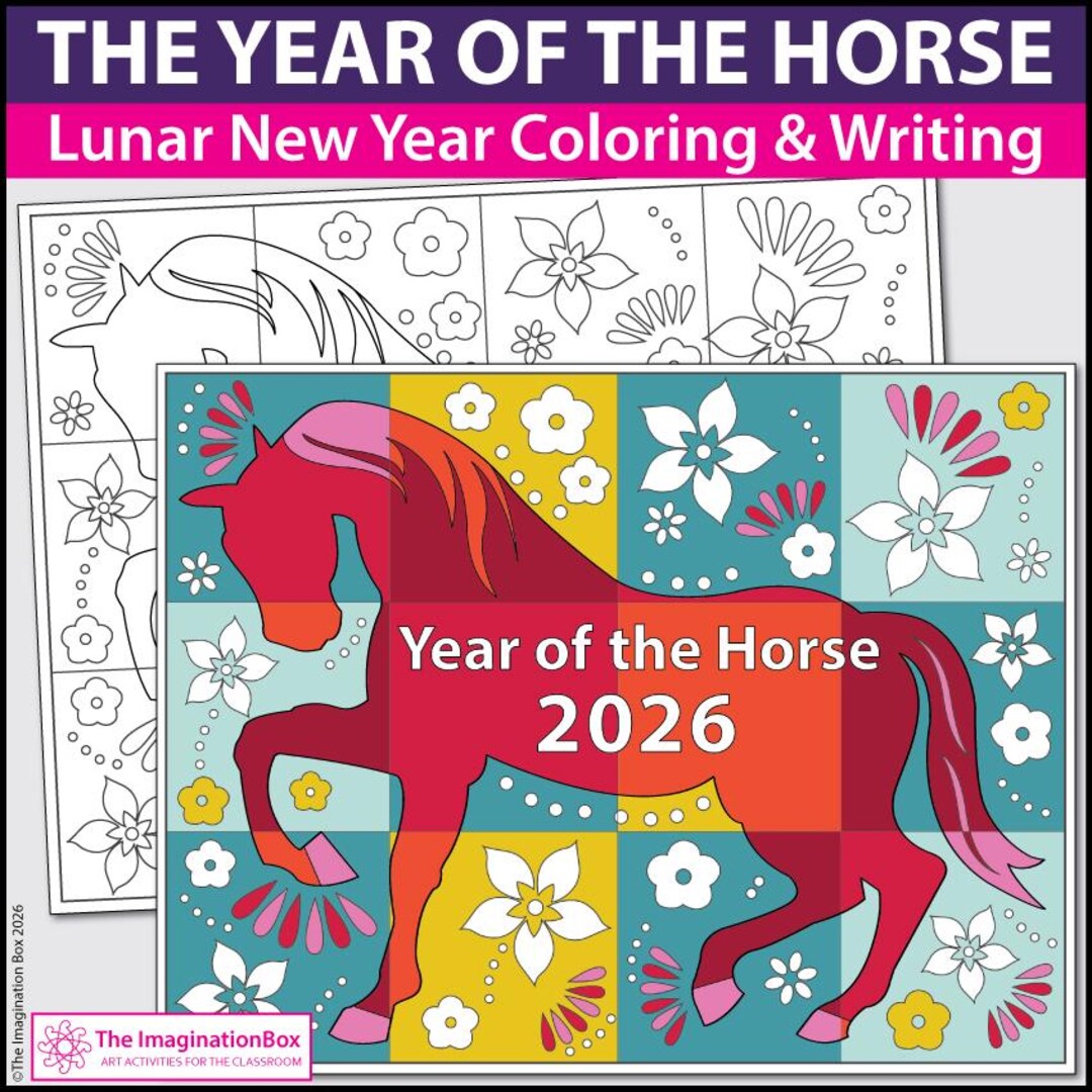 Year of the Horse Coloring Pages and Creative Writing, Lunar New Year ...