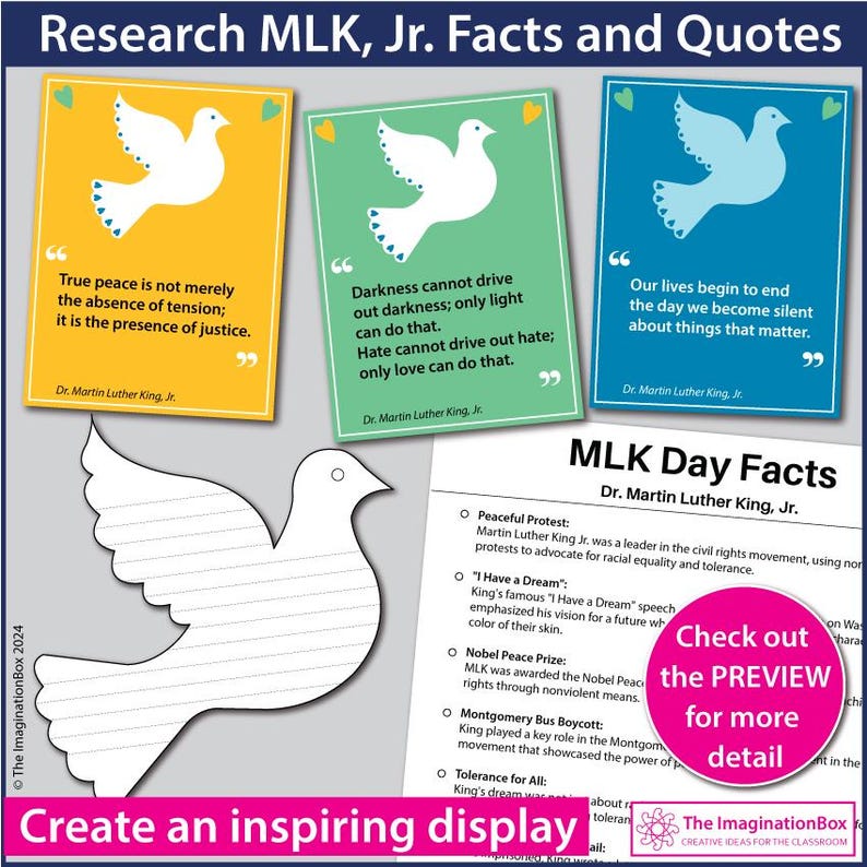 MLK Day Peace Doves Coloring Sheets, Martin Luther King Jr Art ...