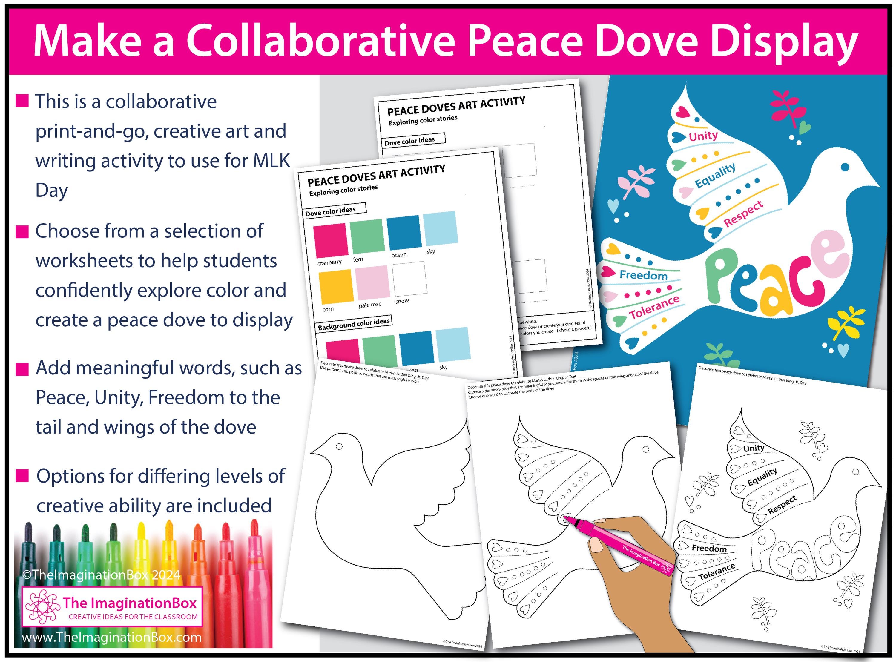 MLK Day Peace Doves Coloring Sheets, Martin Luther King Jr Art ...