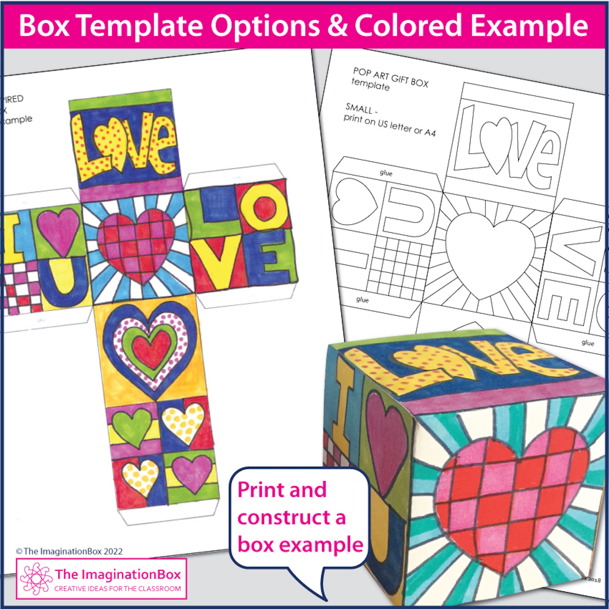 Pop Art Valentine's Day Gift Box, Coloring Pages, Kids Activity ...