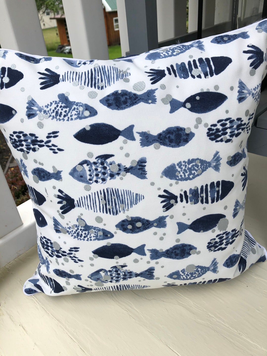 Outdoor Fabric Fish Design Pillow - Etsy
