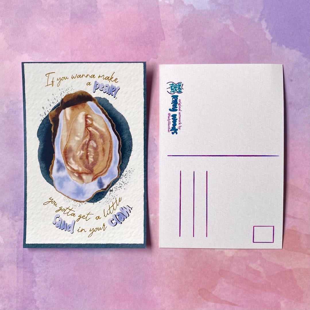 Sand in Your Clam Postcard | Empowering Feminist Art, Parody, Punny ...