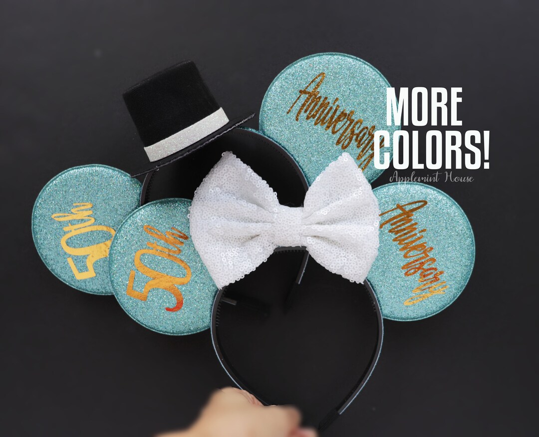Custom Anniversary Mouse Ears Headband – Wedding Gift Mickey Ears ...