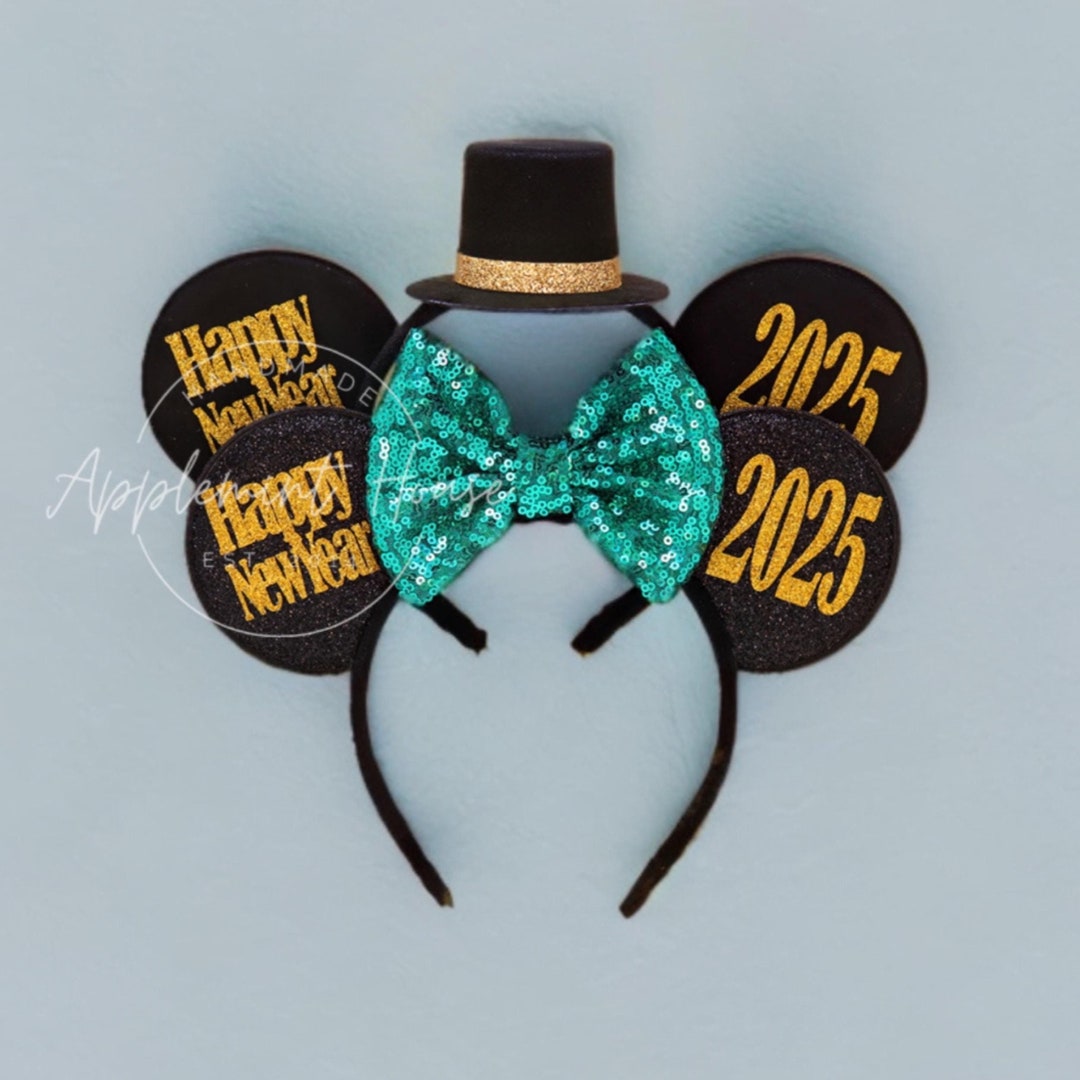 Happy New Year Ears, Minnie Ears, 2025 New Year Eve Party Mickey Ears ...