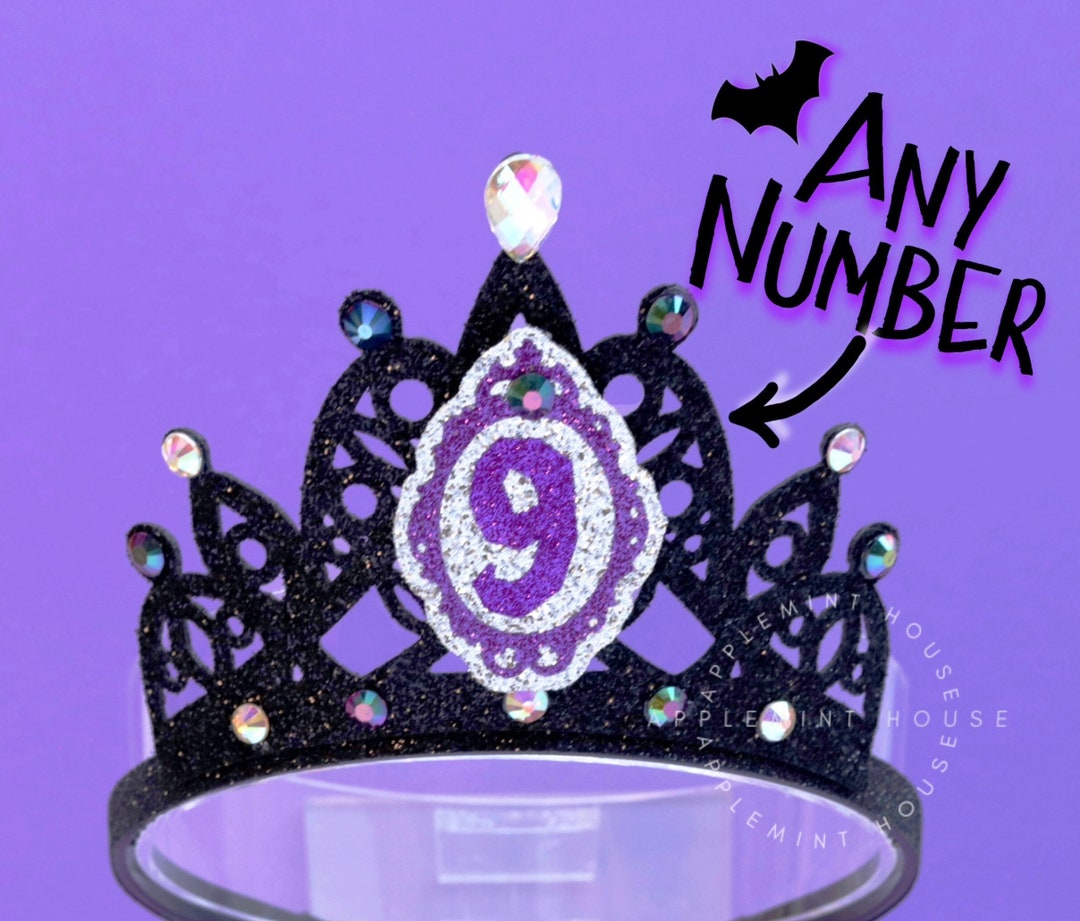 Birthday Crown, Wednesday Crown, Glitter Black Crown, Birthday Headband ...