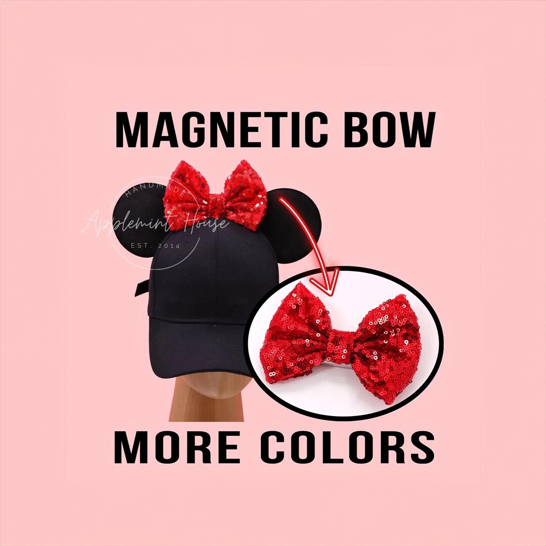 Interchangeable Magnetic Bow for Mickey Hat, Removable Magnet Hair Bow ...