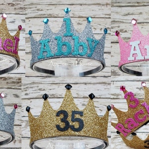 Birthday Custom Crown, Personalized Birthday Crown Headband , Glitter ...