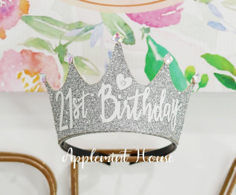 Birthday Crown, Personalized Crown, 21st Birthday Crown, Women Silver ...