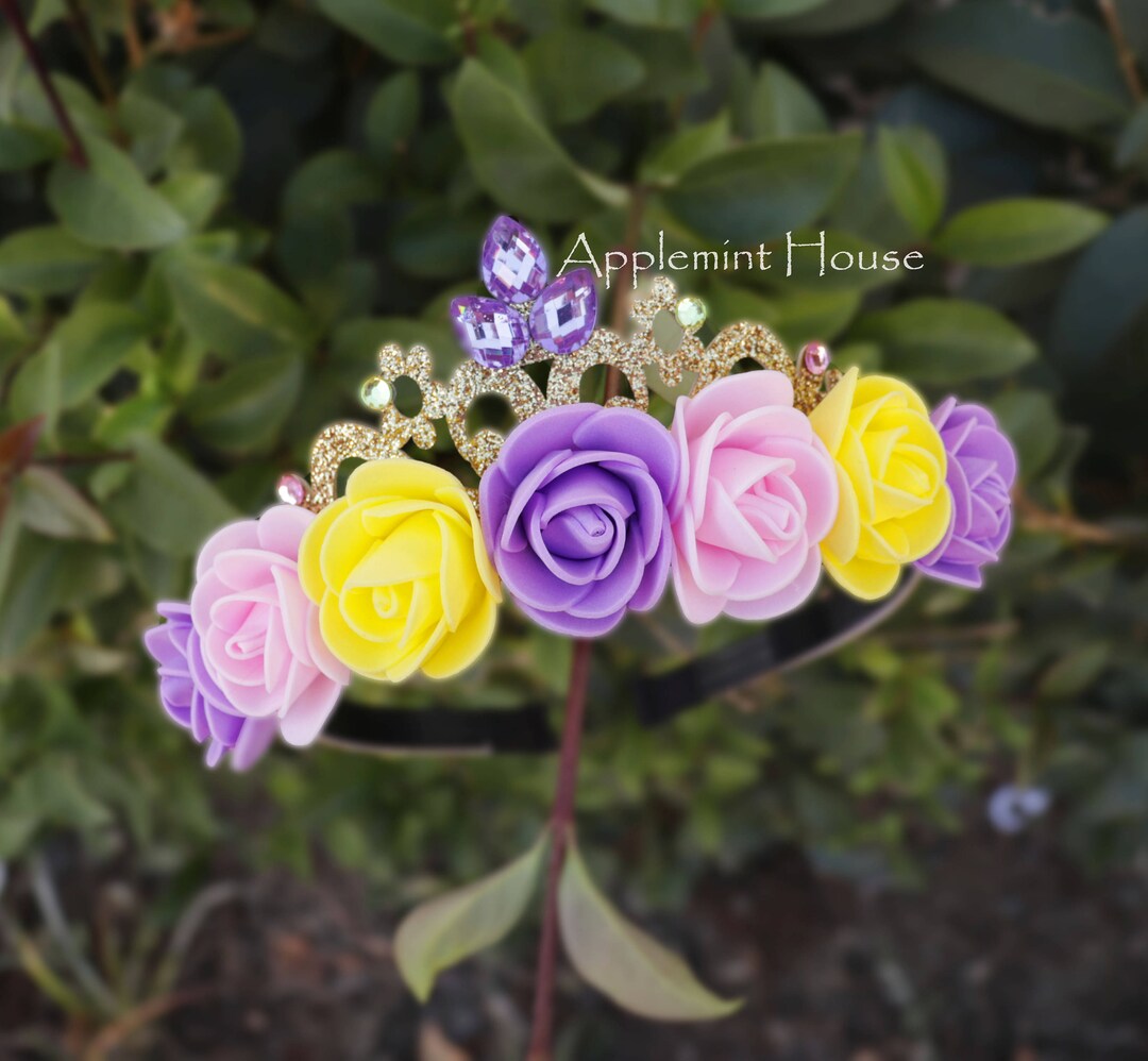 Rapunzer Crown With Flowers, Rapunzer Tiara, Flower Crown, Princess ...