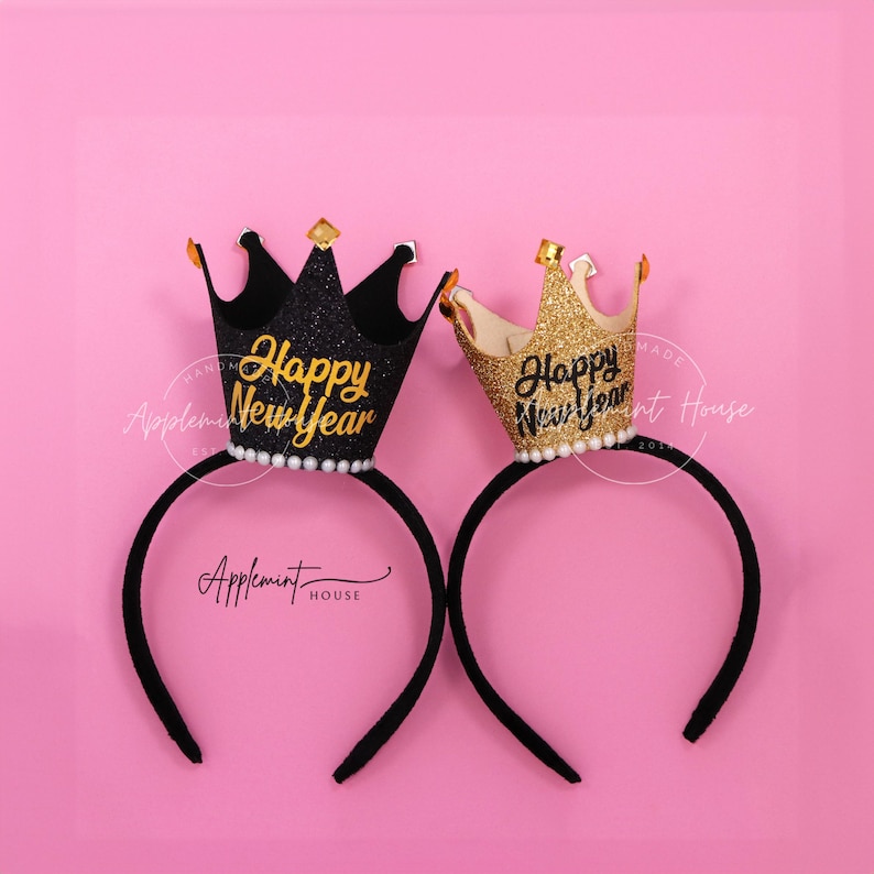 New Year Party Crown, 2025 Crown, Happy New Year Tiara, Top Hat Design ...