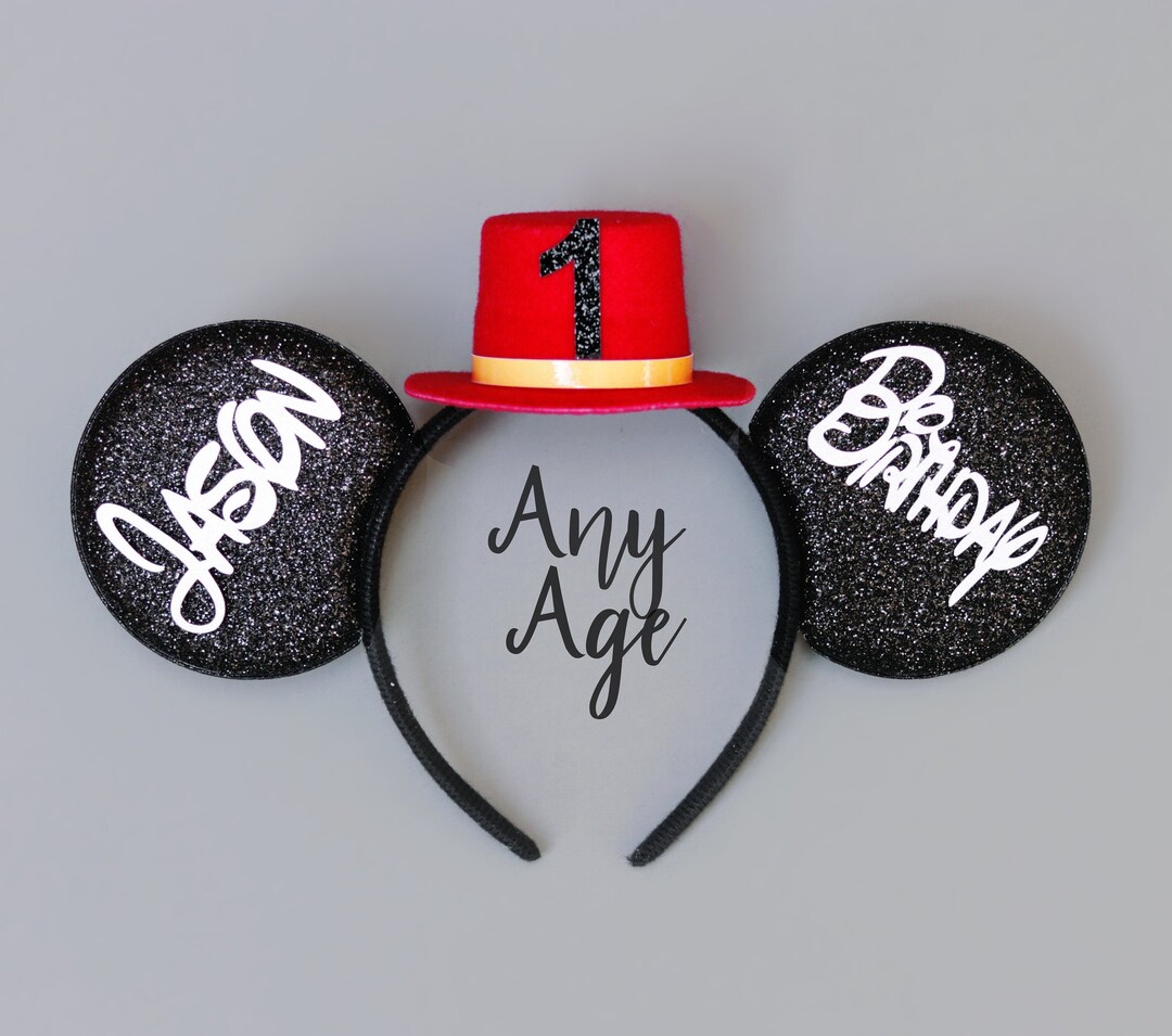 Birthday Mickey Ears, Boy Mouse Ears, Birthday Ears, Top Hat Mouse Ears ...