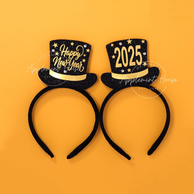 New Years Eve Party Crown, 2025 Black Gold Crown, Happy New Year Tiara ...