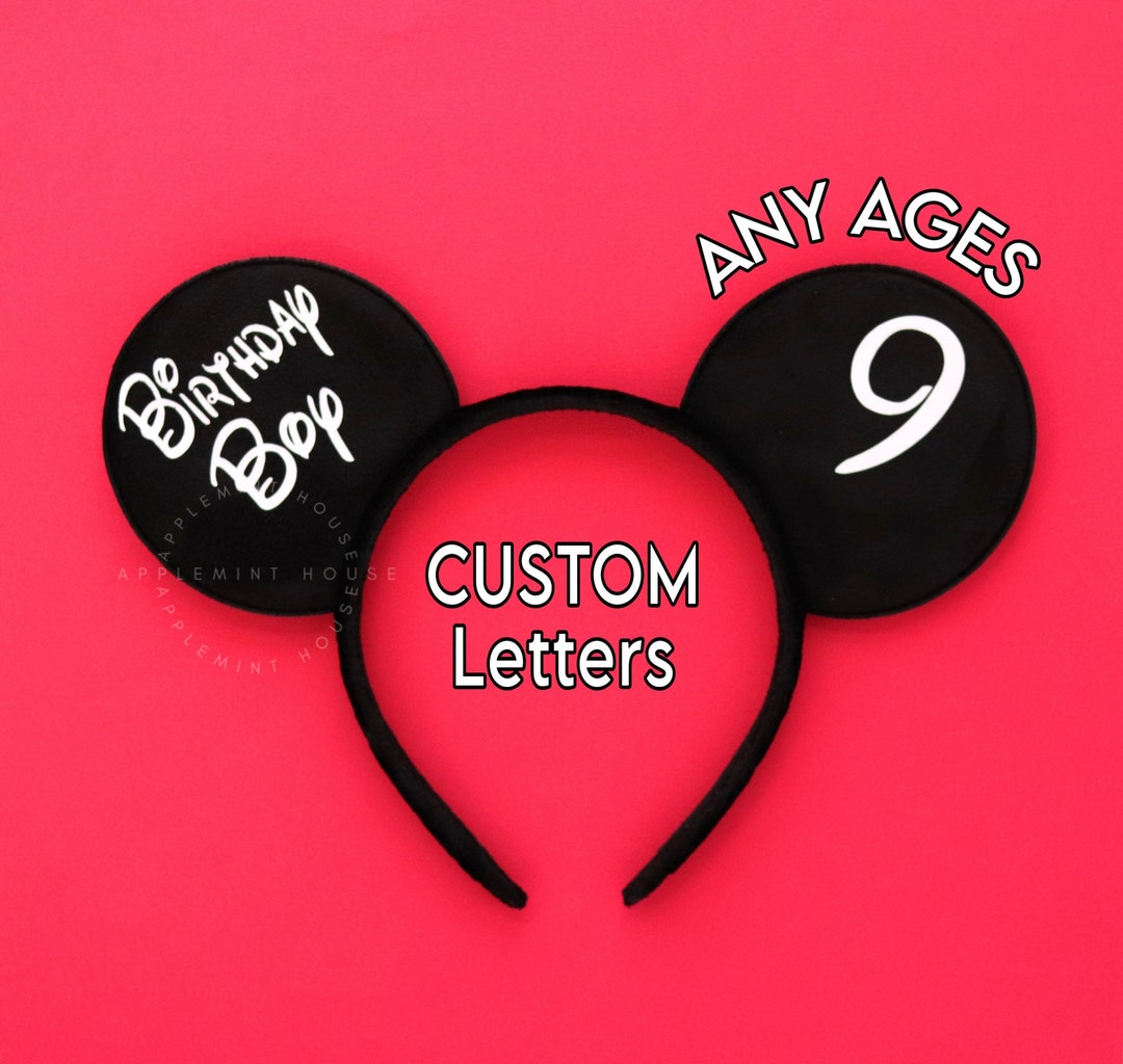 Custom Birthday Mickey Ears, Birthday Ears for Boys & Men, Custom Mouse ...