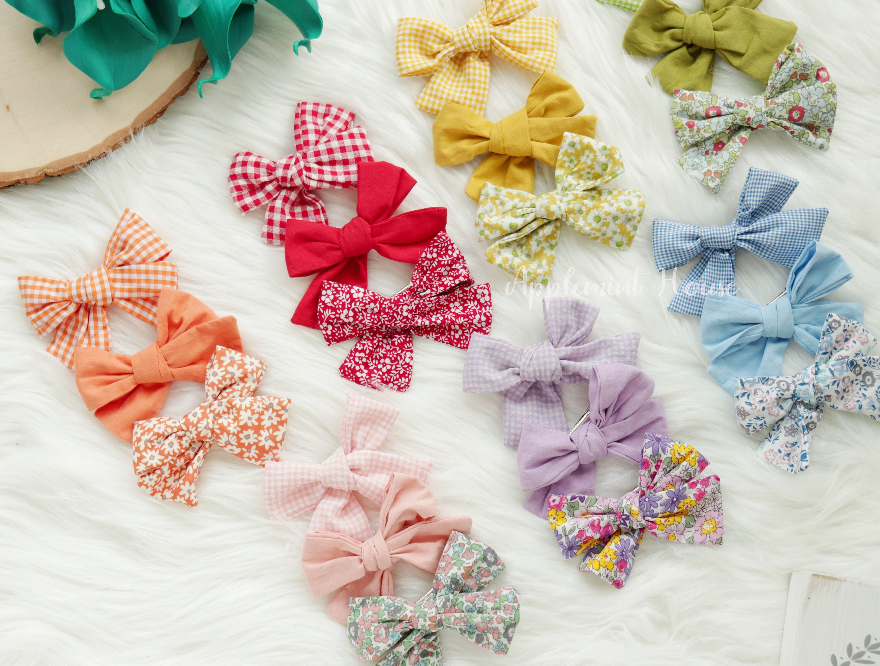 Set of 3 Hair bow clips Cotton Hairbow hair clips kids Hair | Etsy