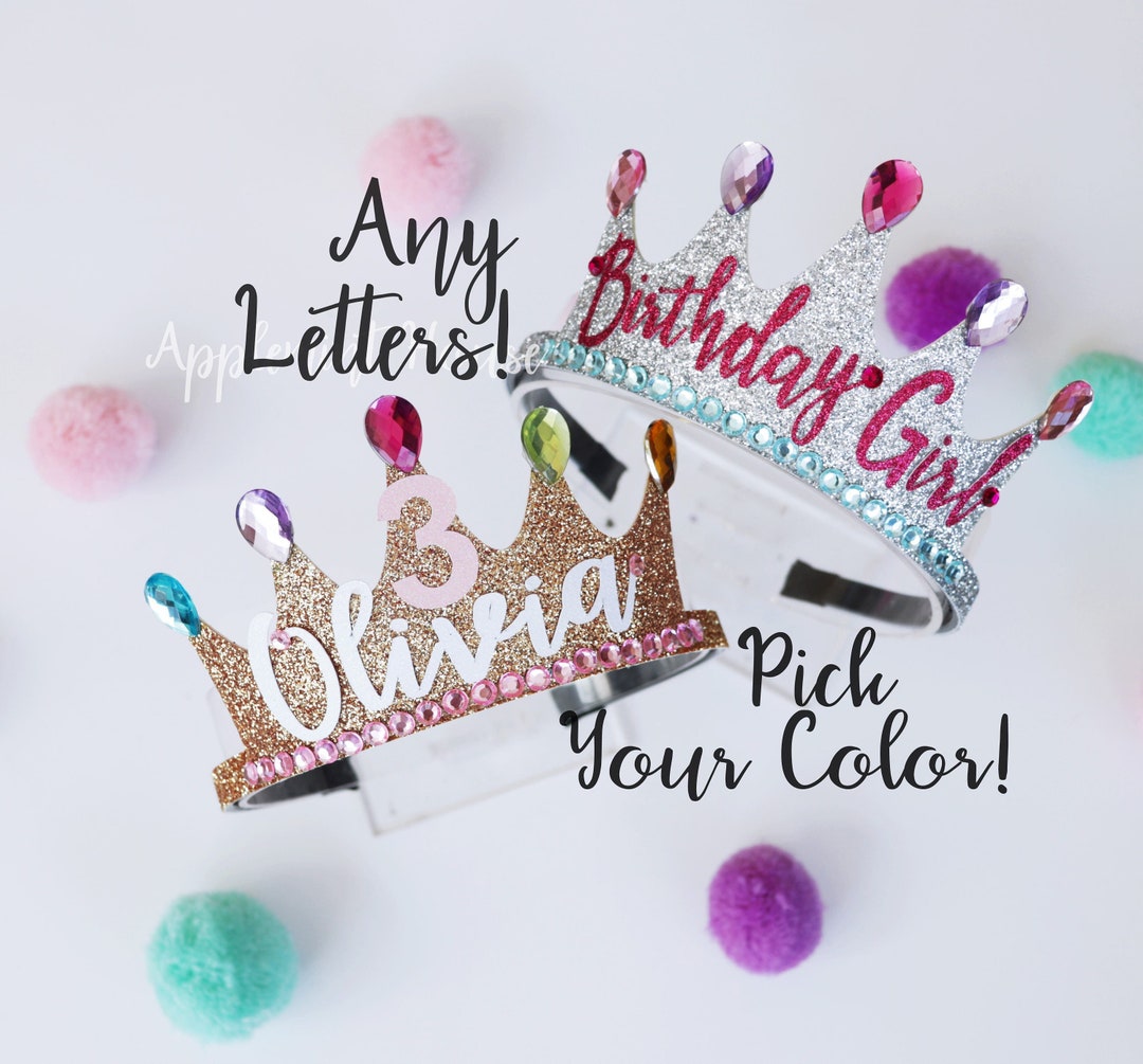 Birthday Crown, Personalized Birthday Crown Headband , Glitter Birthday ...