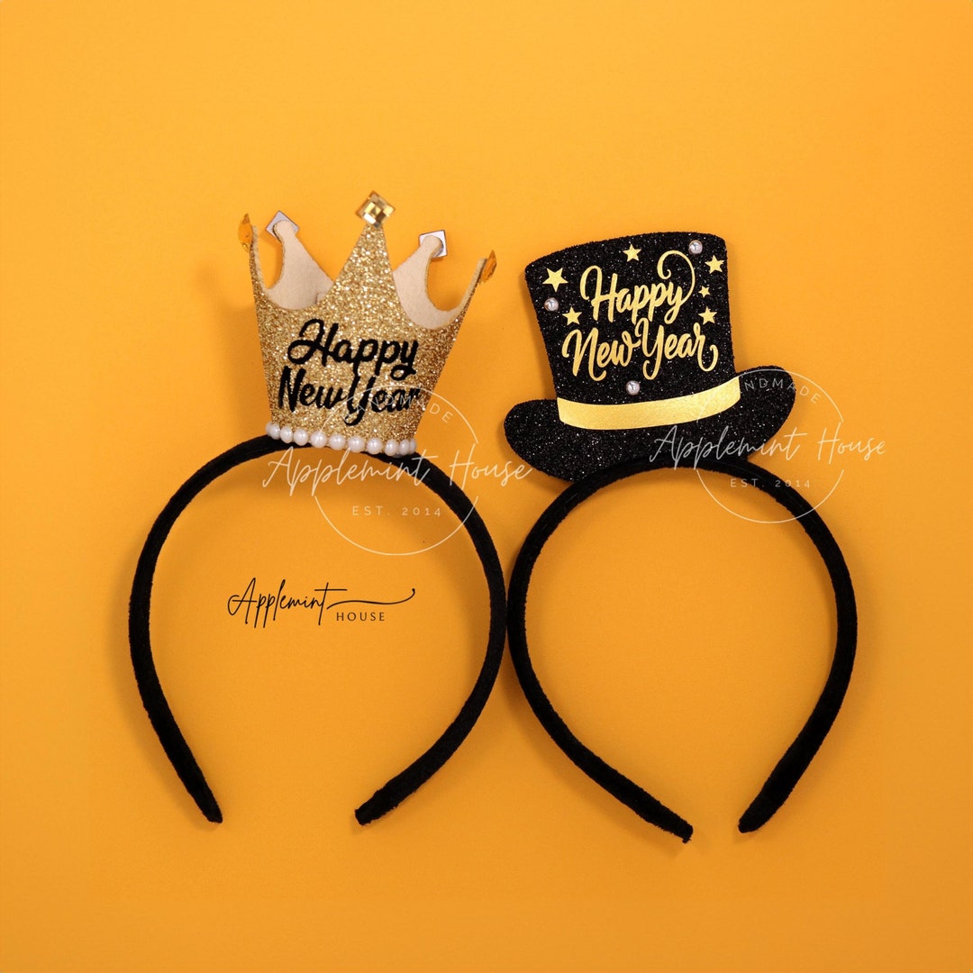 New Year Party Crown, 2025 Crown, Happy New Year Tiara, Top Hat Design ...