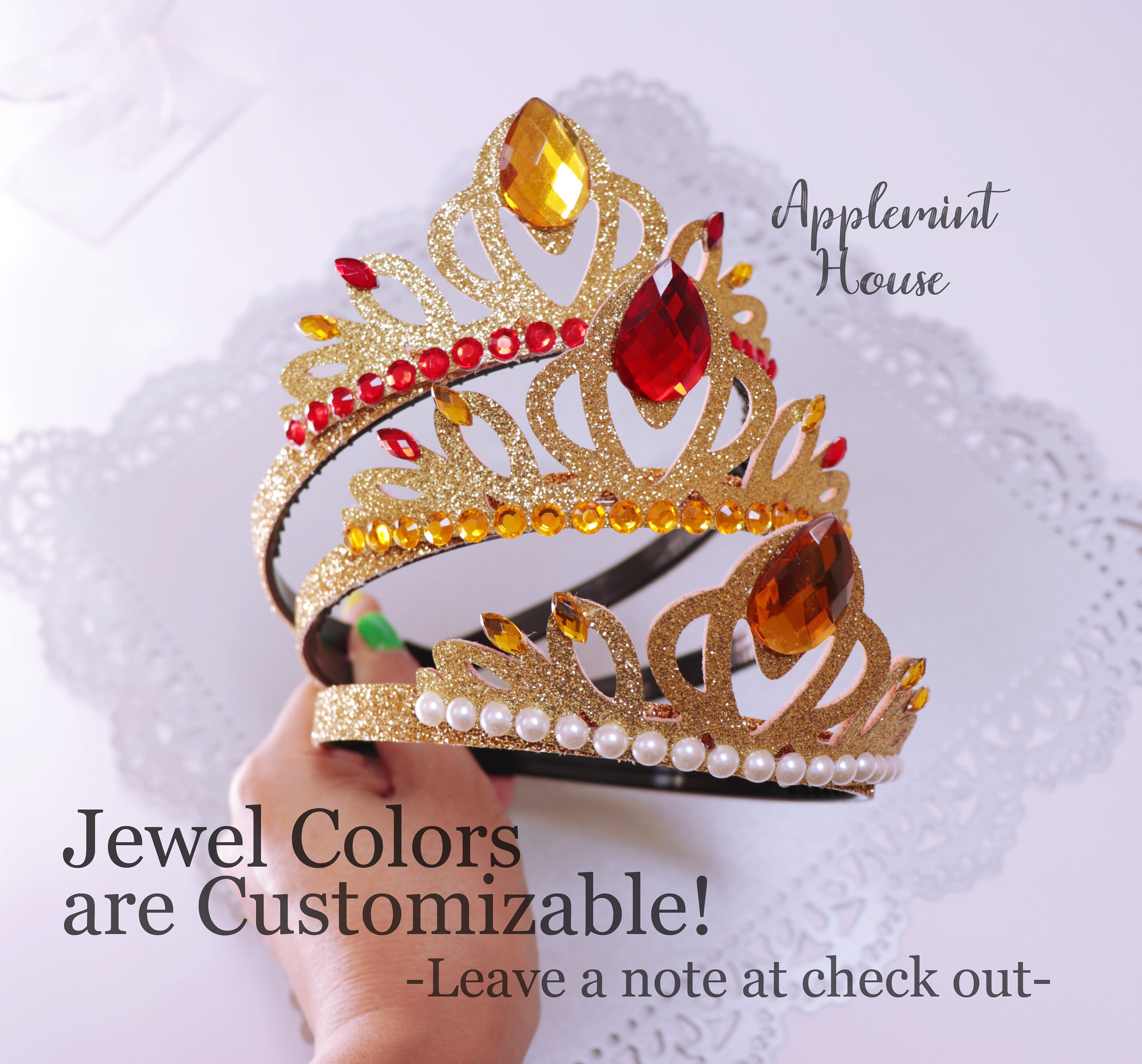 Belle Crown Princess Belle Costume Crown Belle birthday | Etsy