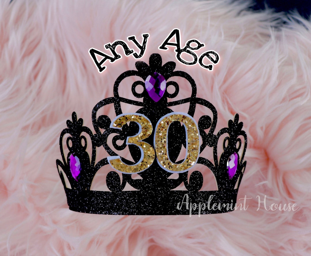 Birthday Crown, Adults Birthday Party Crown, Glitter Black Crown With ...