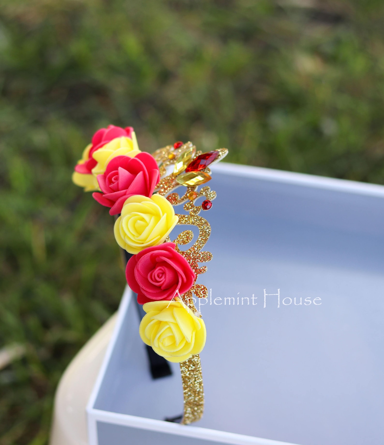 Belle Crown, Belle Flower Crown Headband, Princess Crown, Birthday ...