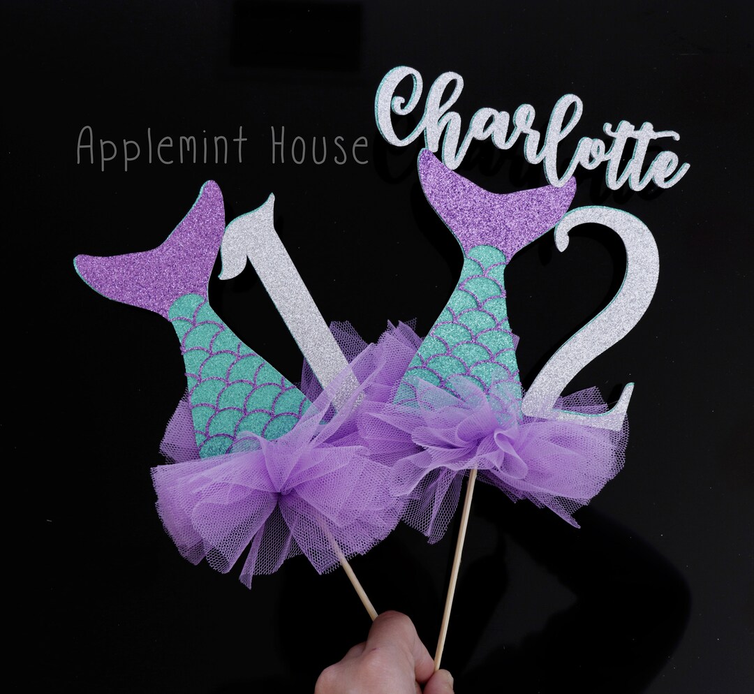 Mermaid Tail Cake Topper, Personalized Birthday Cake Decor, Mermaid ...
