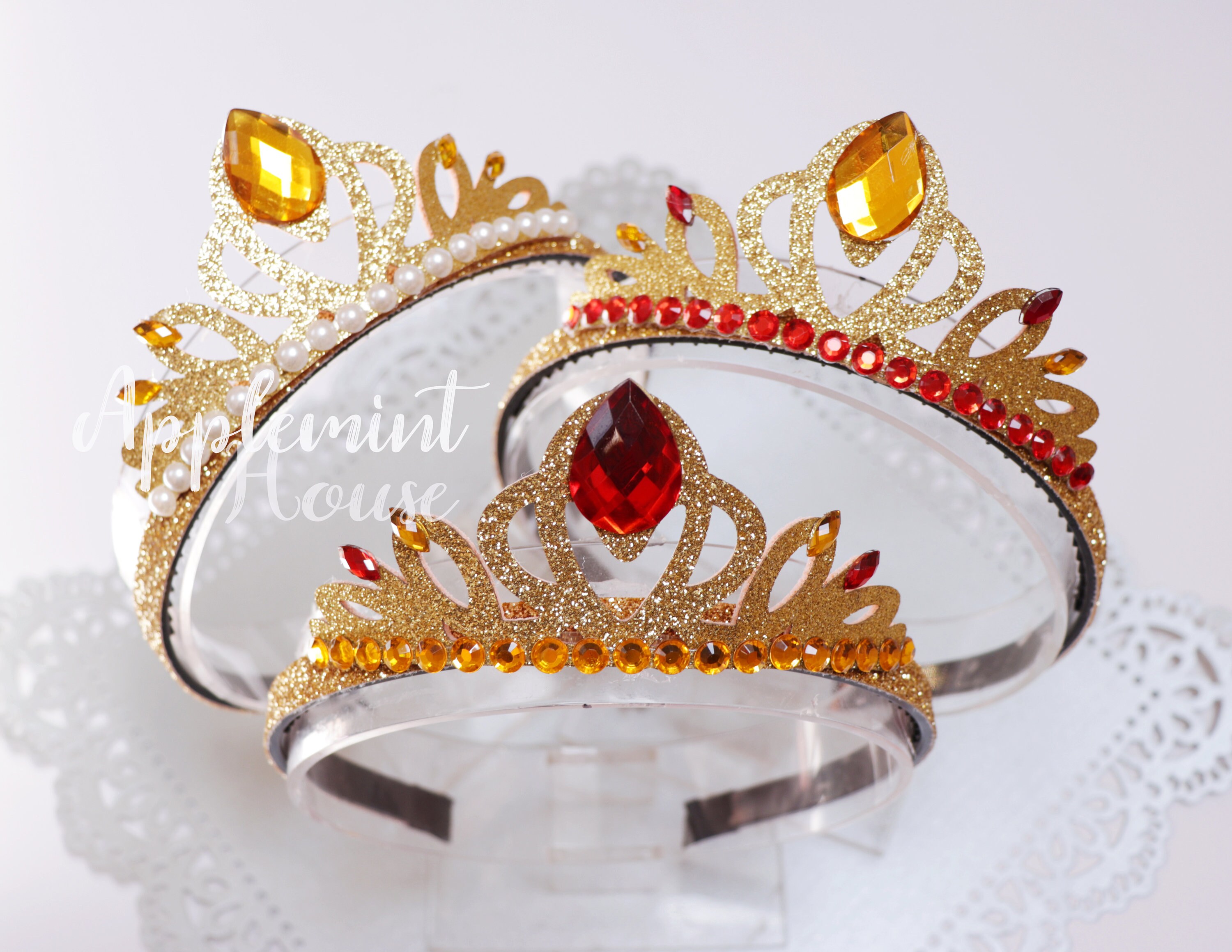 Belle Crown Princess Belle Costume Crown Belle birthday | Etsy