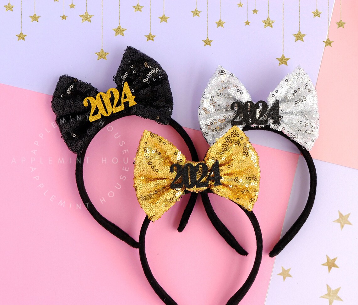 New Years Eve Headband, 2024 New Years Headband, 2024 Bow Headband ...