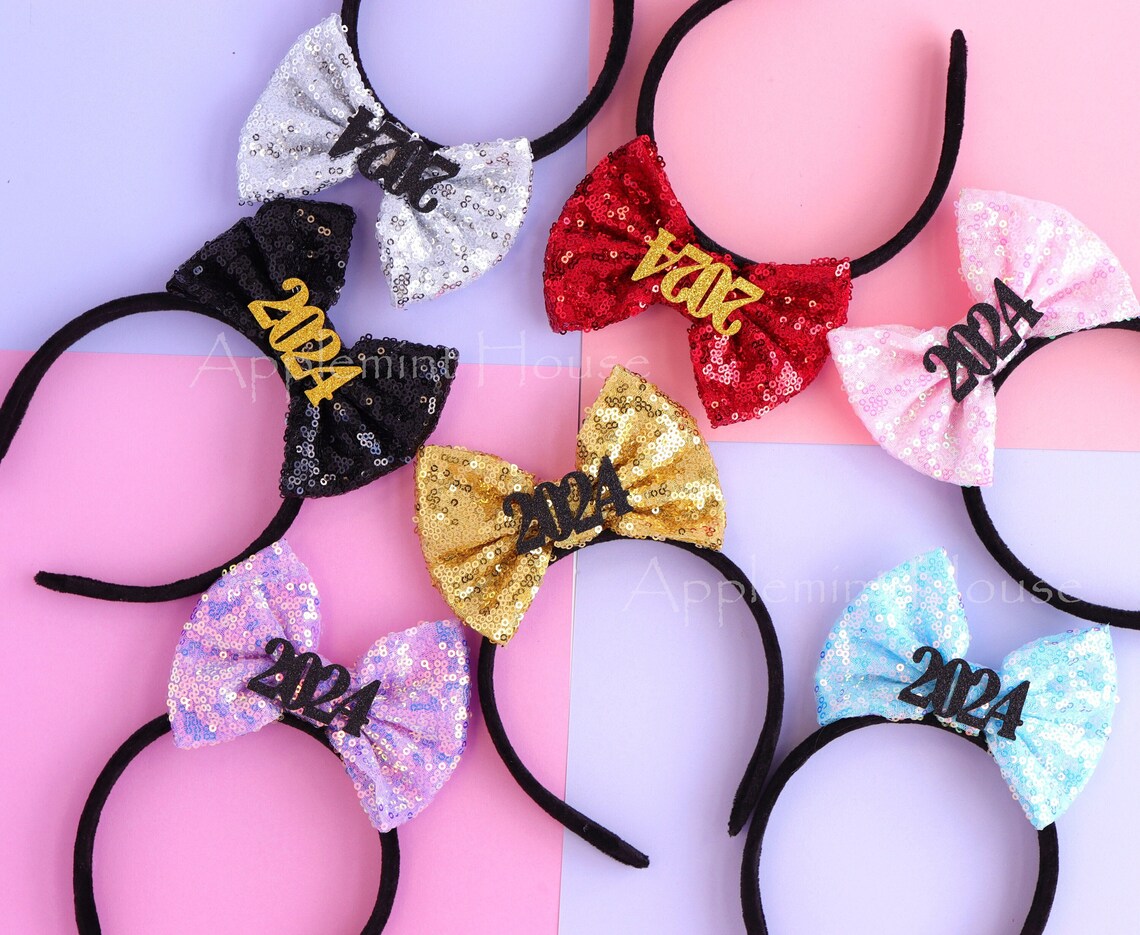 New Years Eve Headband, 2024 New Years Headband, 2024 Bow Headband ...