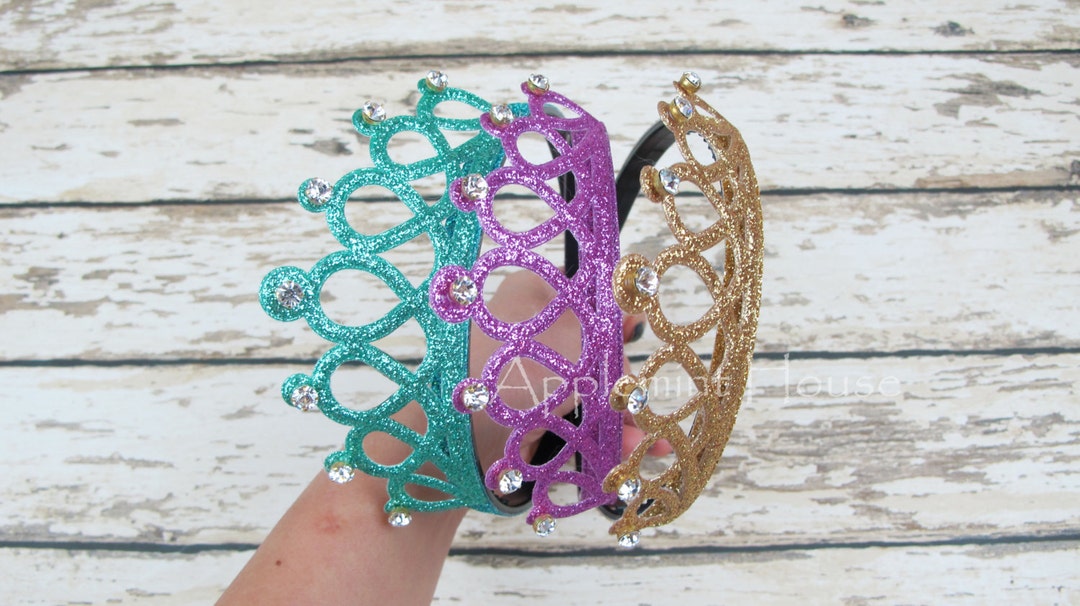 Birthday Crown, Glitter Party Crown Headband, Crystal Stone Princess ...