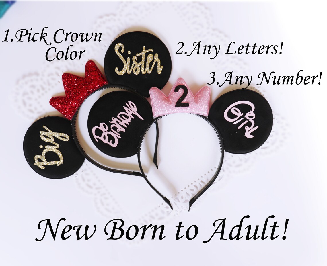 Birthday Ears Birthday Minnie Ears Personalized Minnie Ears | Etsy