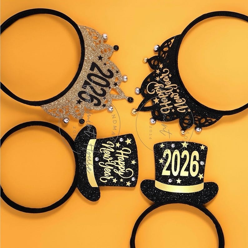 2026 Party Crown, New Years Eve Crown, Happy New Year Tiara, Top Hat ...
