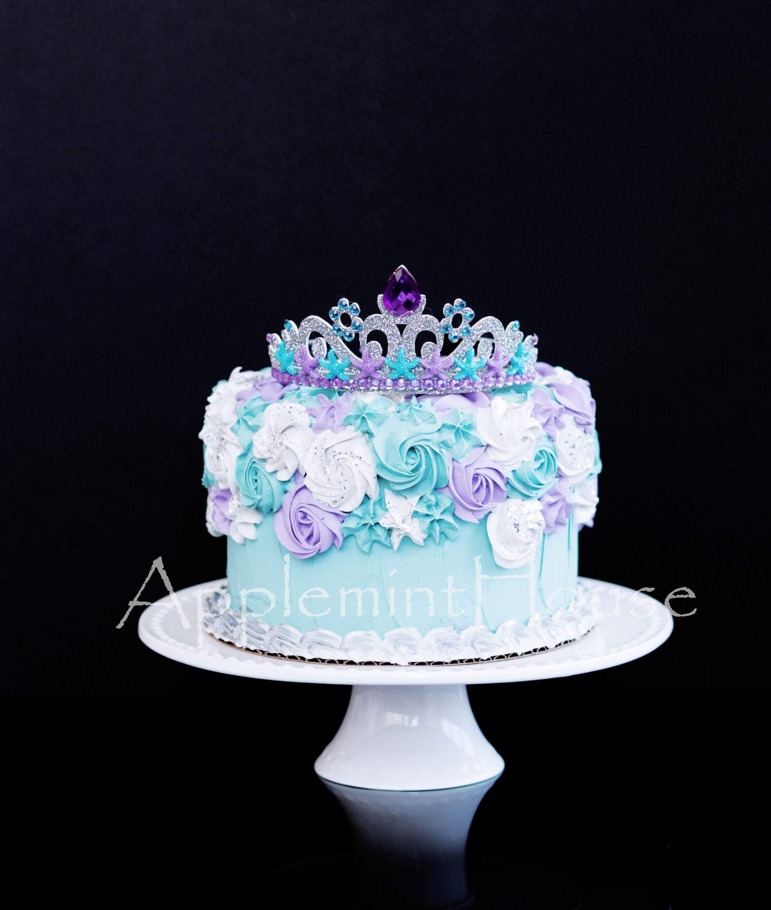 Mermaid Crown Birthday Cake Topper Princess Crown Cake - Etsy