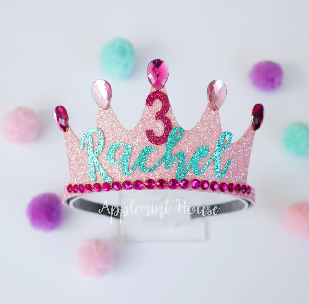 Birthday Custom Crown, Personalized Birthday Crown Headband , Glitter ...