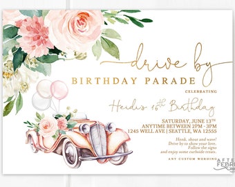 Drive by Birthday Parade Invitation | Etsy
