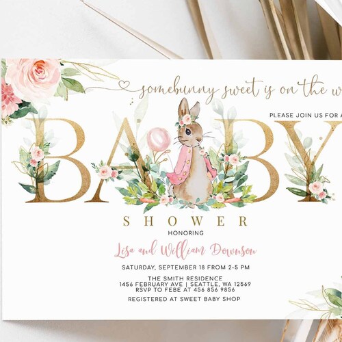 Greenery Pink Girl Flopsy Peter Rabbit Baby Shower Game Baby - Etsy