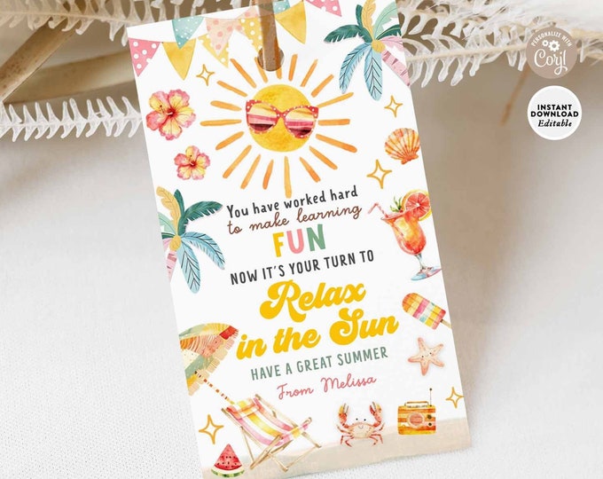 Editable Sun Sational Teacher Appreciation Gift Tags Sunshine School ...