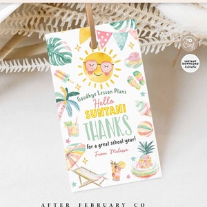 Editable Goodbye Lesson Plans Hello Suntan Sun Tan Teacher Tag ...