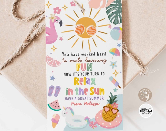 Editable Sun Sational Teacher Appreciation Gift Tags Sunshine School ...