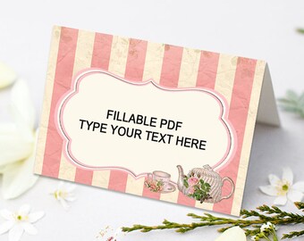 Tea Party Place Card | Etsy
