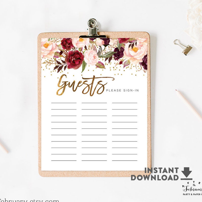 Guest Sign in Sheet - Etsy