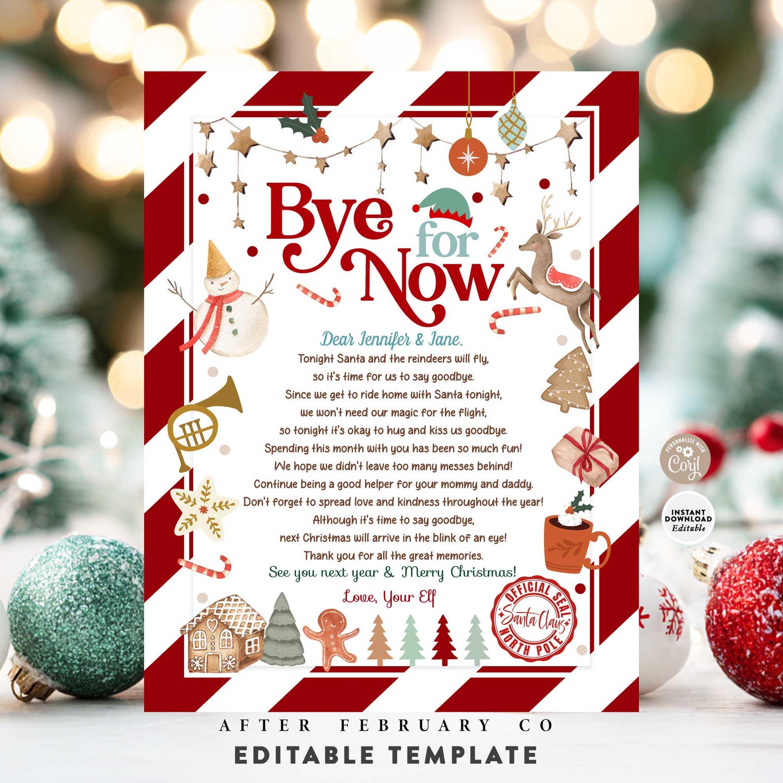 Editable Elf Bye for Now Letter: Goodbye Letters Elf Printable Template ...