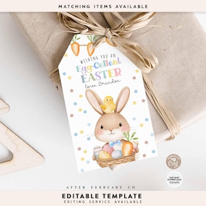 EDITABLE Boy Eggcellent Easter Bunny Tag Egg Hunt Preschool ...