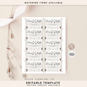 EDITABLE Rustic Diaper Raffle Ticket Arrows Hunting Camping Baby Shower ...