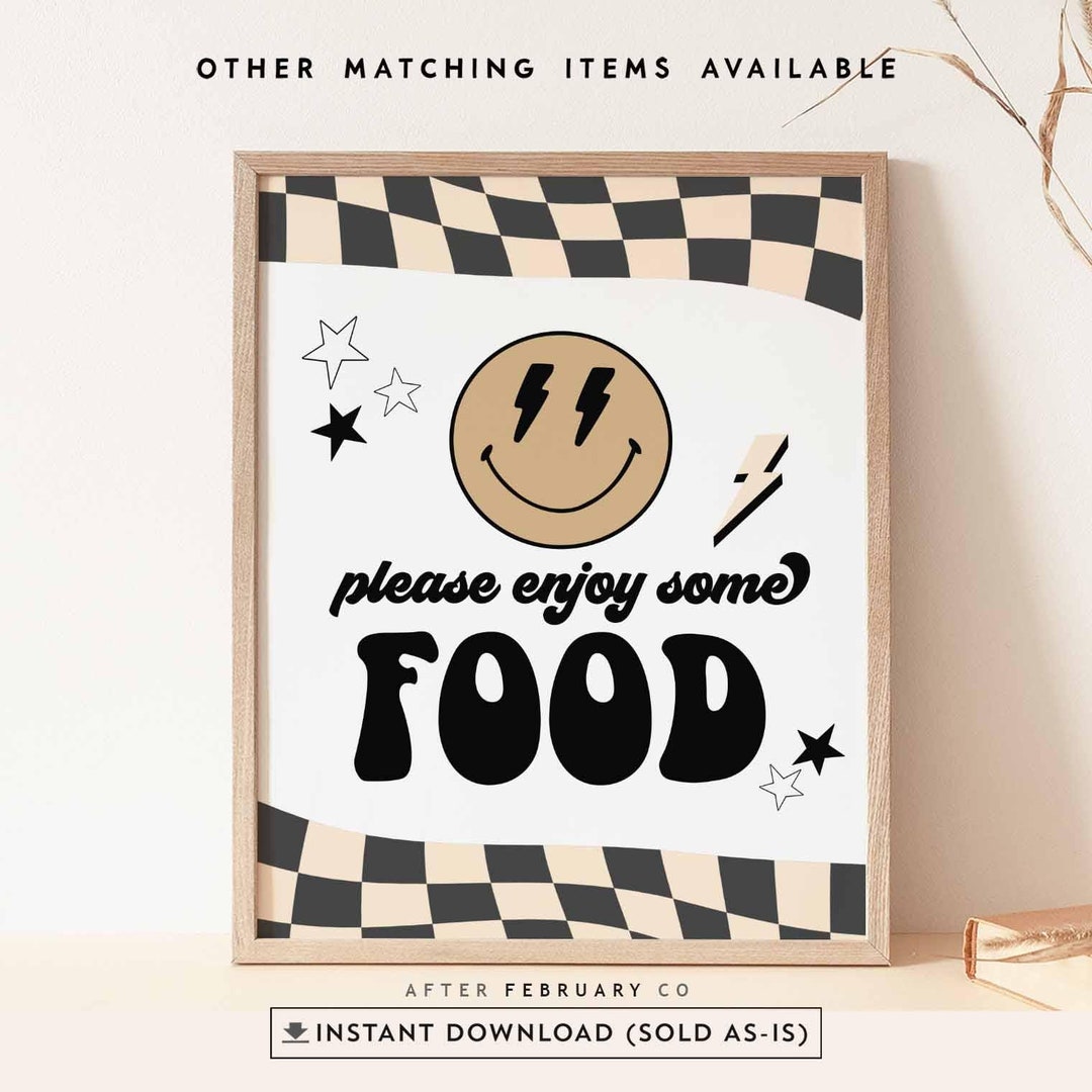 Smile Face Food Station Sign: Happy Birthday Party Table Decor Signs ...