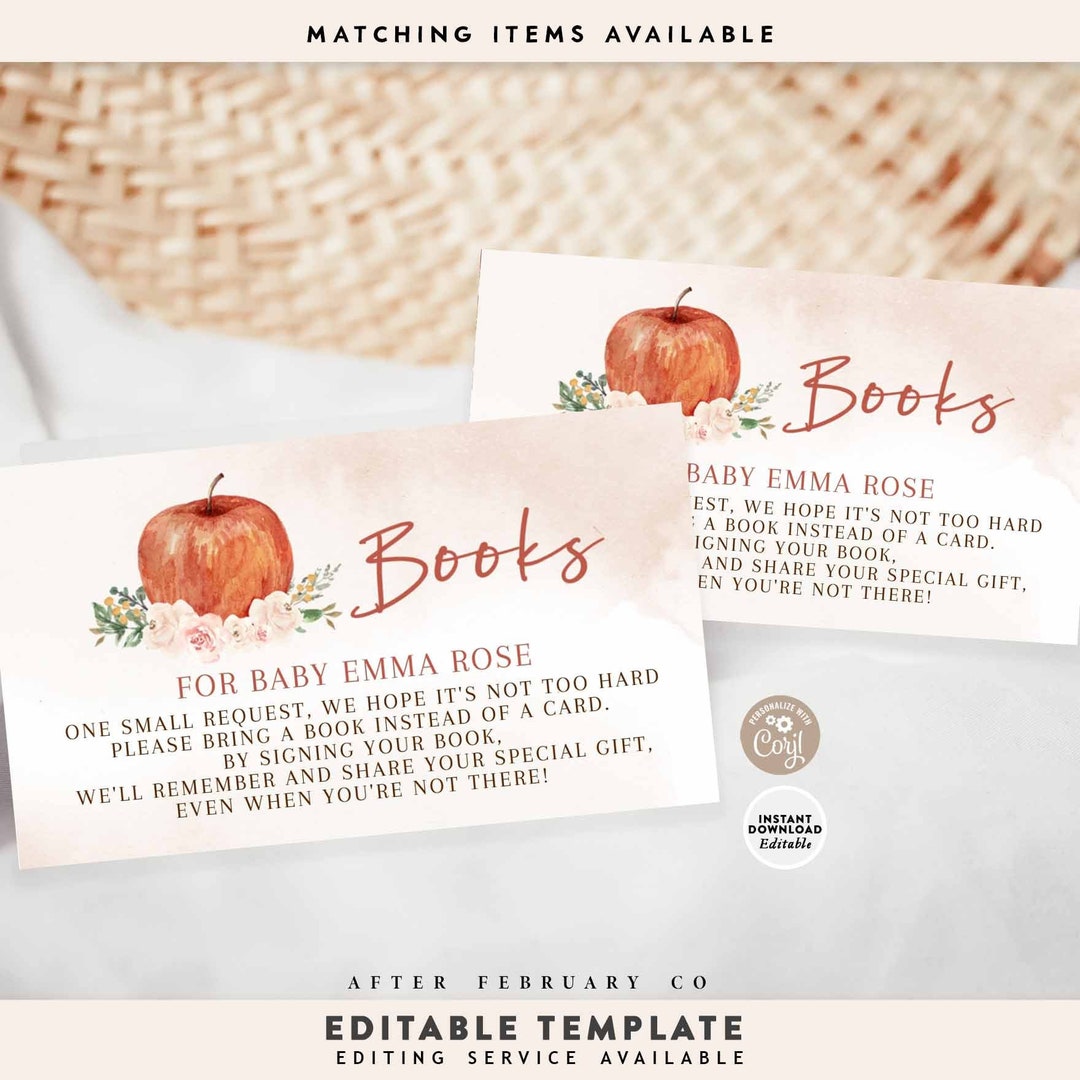 EDITABLE Blush Pink Boho Apple Fall Bohemian Boho Books for Baby Book ...