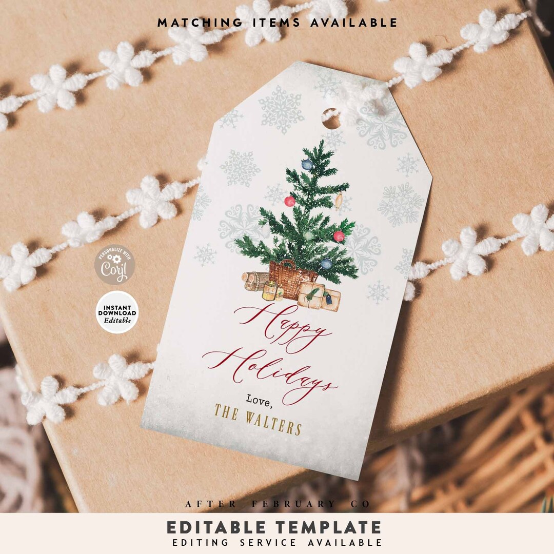 Editable Christmas Tag Holiday Christmas Favor Tag Label Party Company ...