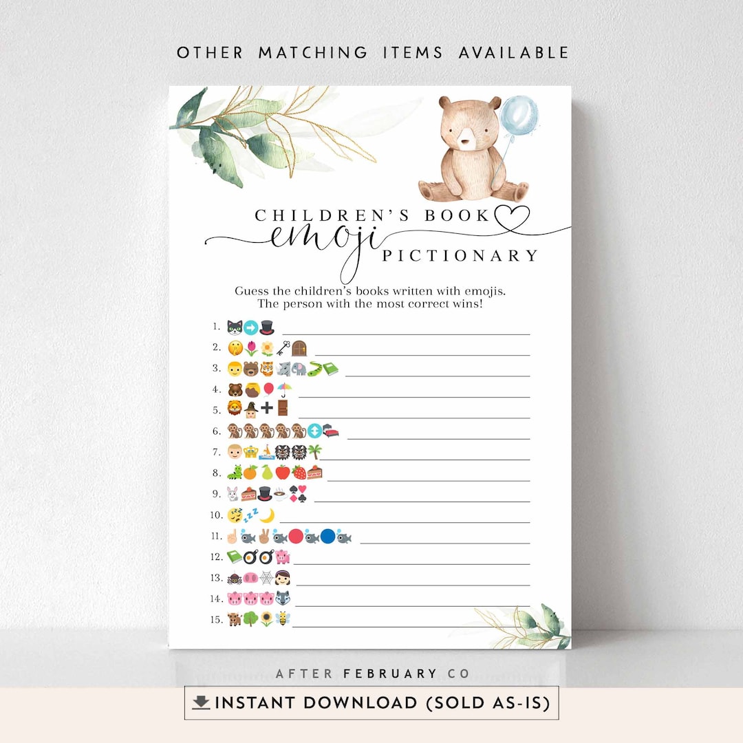 BOY Children's Book Emoji Book Pictionary Greenery Gold We Can Bearly ...
